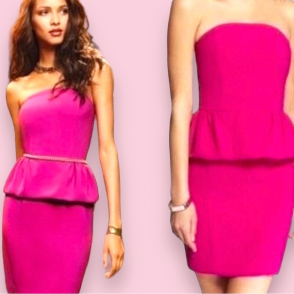Express | Dresses | Gorgeous New Express Hot Pink Strapless Peplum ...